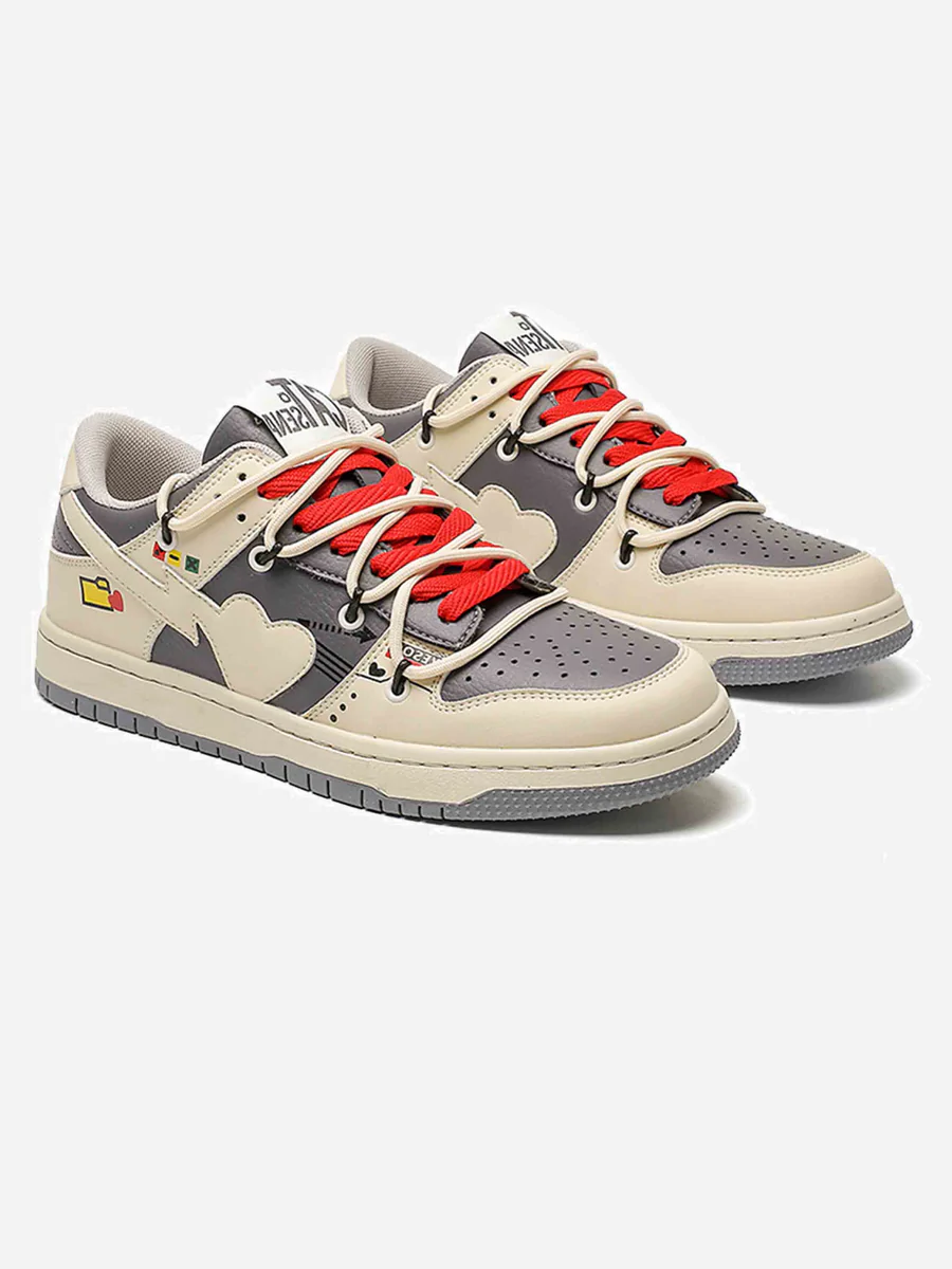 Low Top Leather Basketball Shoe in Cream and Grey – Drip Locker Global